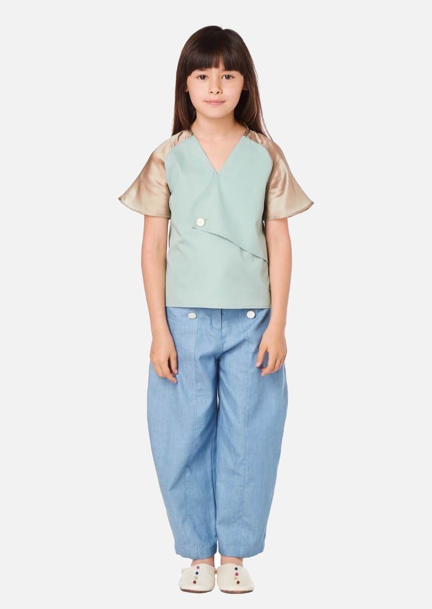 Girls Wrap Tops | Frill Short Sleeve | Japanese Luxury Children ...